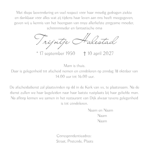 Rouwkaarten maken - zelf ontwerpen & snelle levering - MyCards