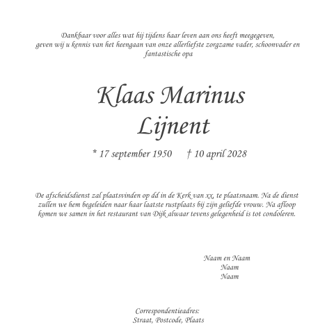 Overlijdens bericht rouwkaart met foto visser