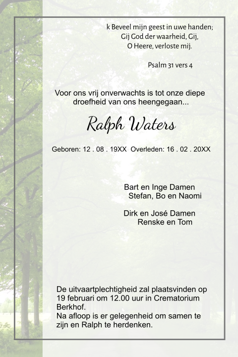 Rouwbrief maken | MyCards Rouwbrieven