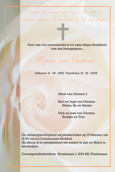 Rouwbrief maken | MyCards Rouwbrieven